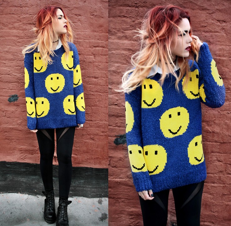 Smiley Face Sweater Blue #ecs009562 on Luulla