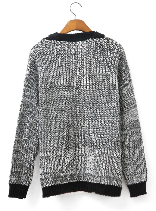 Gray Off-shoulder Strap Loose Sweater #ecs013215 on Luulla