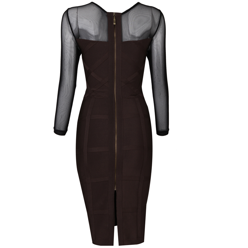 Coffee Mesh Splice Plaid Half Sleeve Bandage Dress H704 #ecs013188 on ...